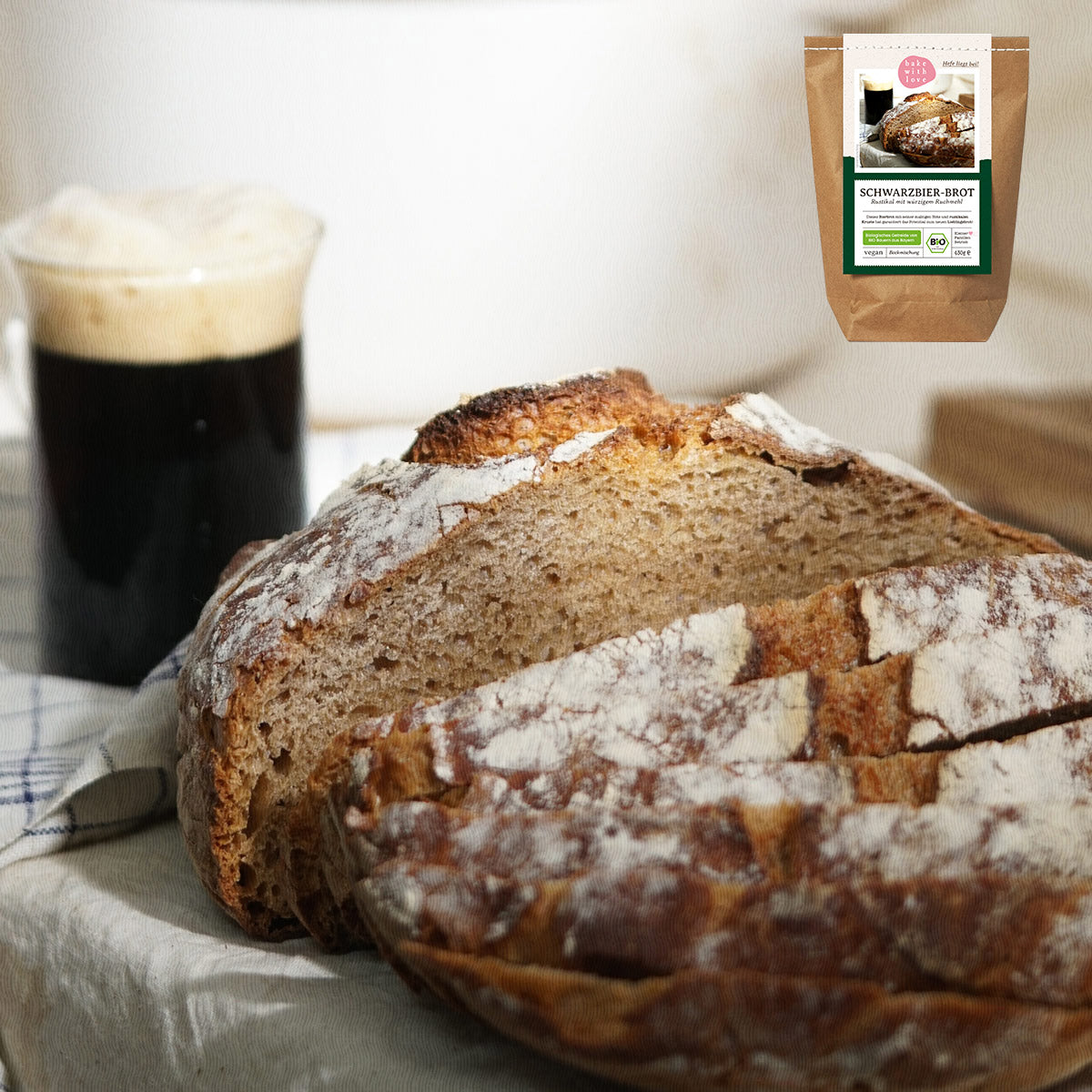 Schwarzbier Brot Bierbrot | Bio Brotbackmischung | Bake with Love ...